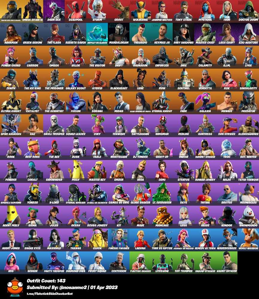 [PSN/PC] 141 skins, merry mint axe, master chief, omega(stage 5), dark ...