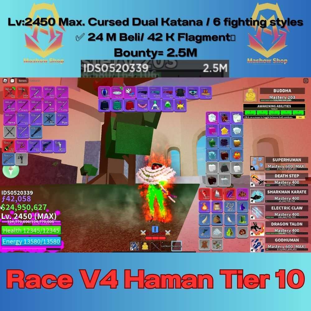 Race V4 Human V4 tier 10 Buddha AWAKENING Lv:2450 Max. Cursed Dual ...