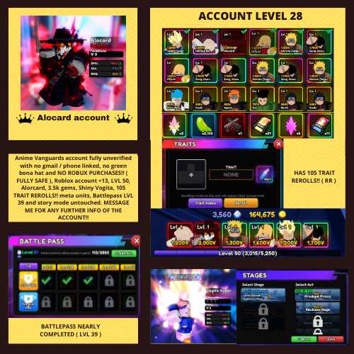 Anime Vanguards - LVL 50 - Alocard ( Alucard ) - 3.5k Gems - 105 RR ...