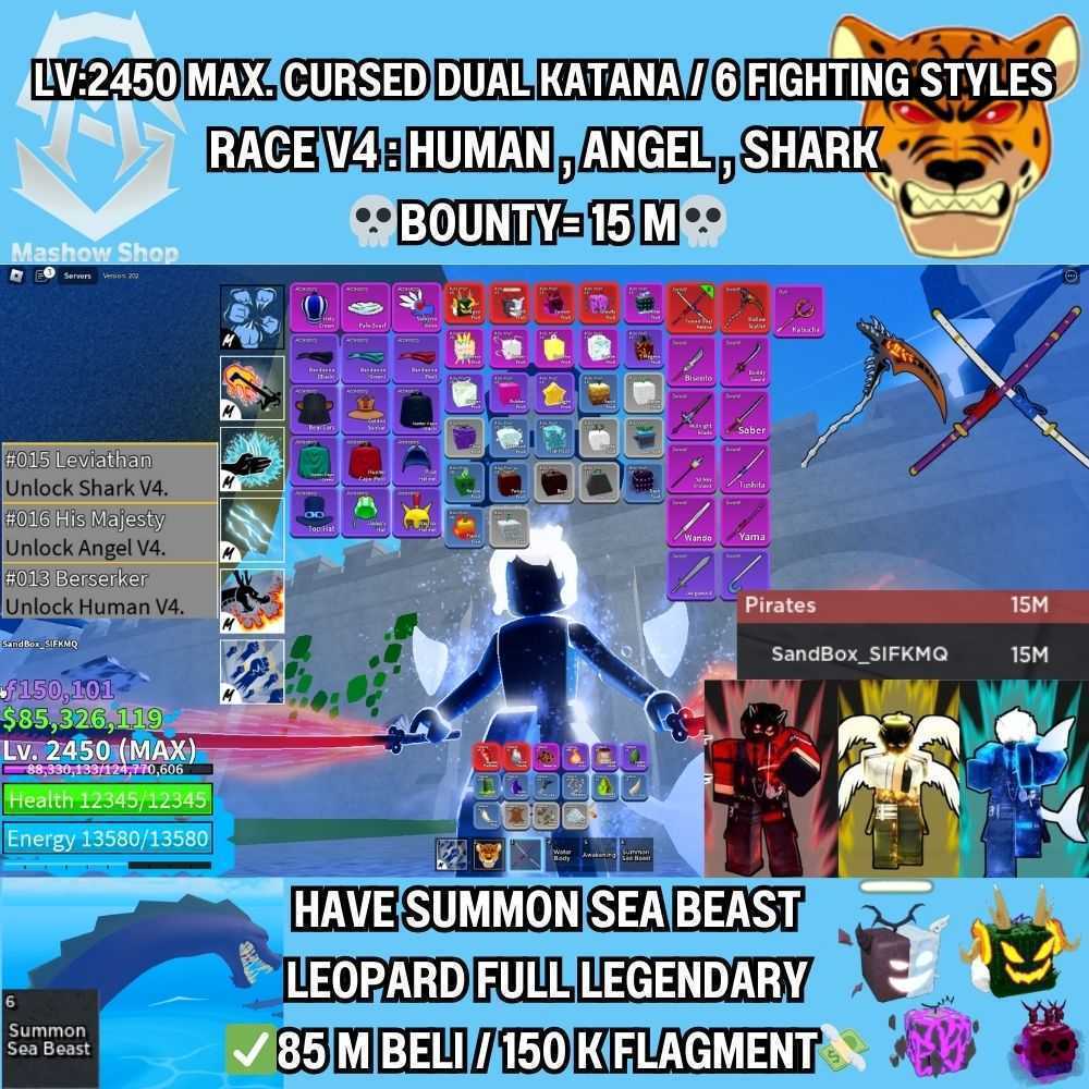 Bounty= 15 MRace V4 Shark v4 , Angel v4 , Human v4 / Leopard Full ...