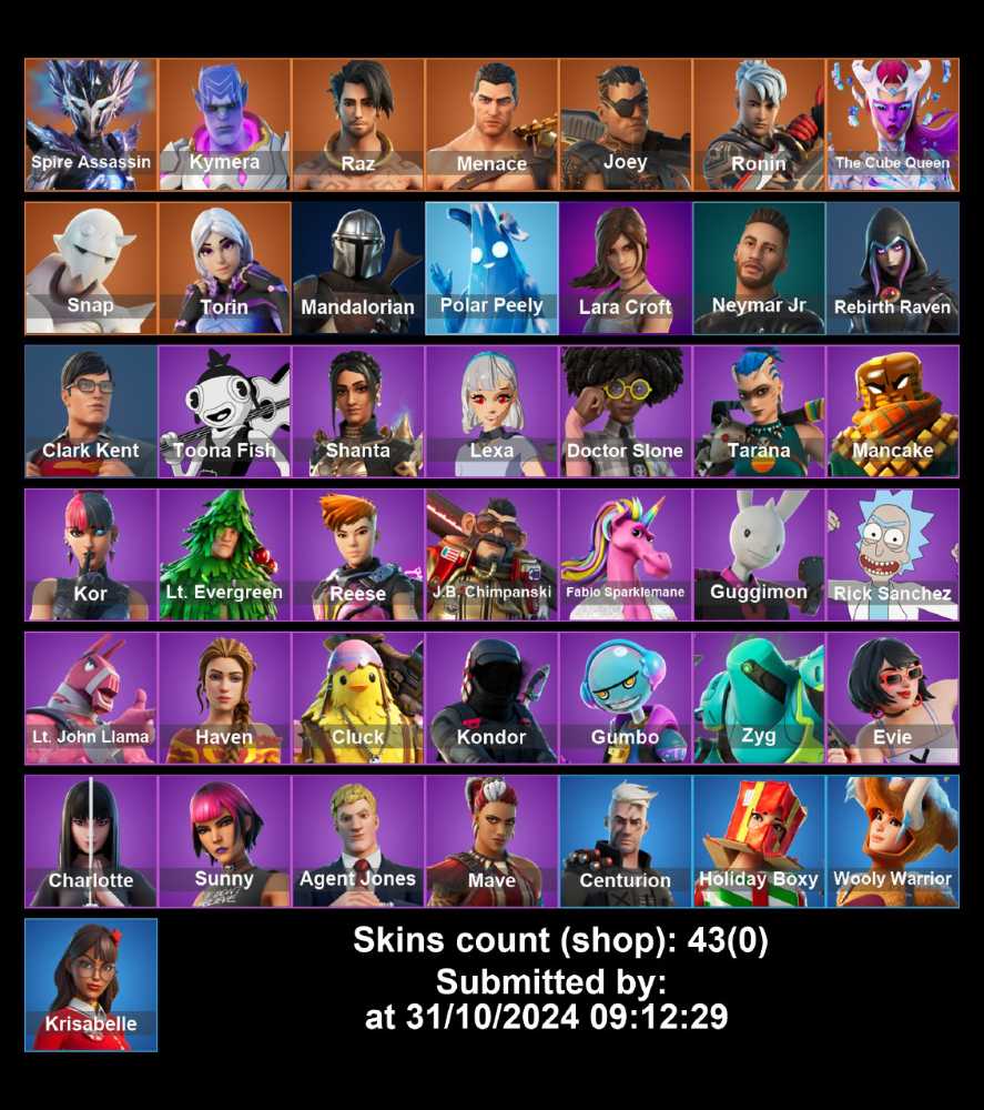 43 skins | Spire Assassin | Kymera | Raz | Menace | Joey | Ronin | The ...