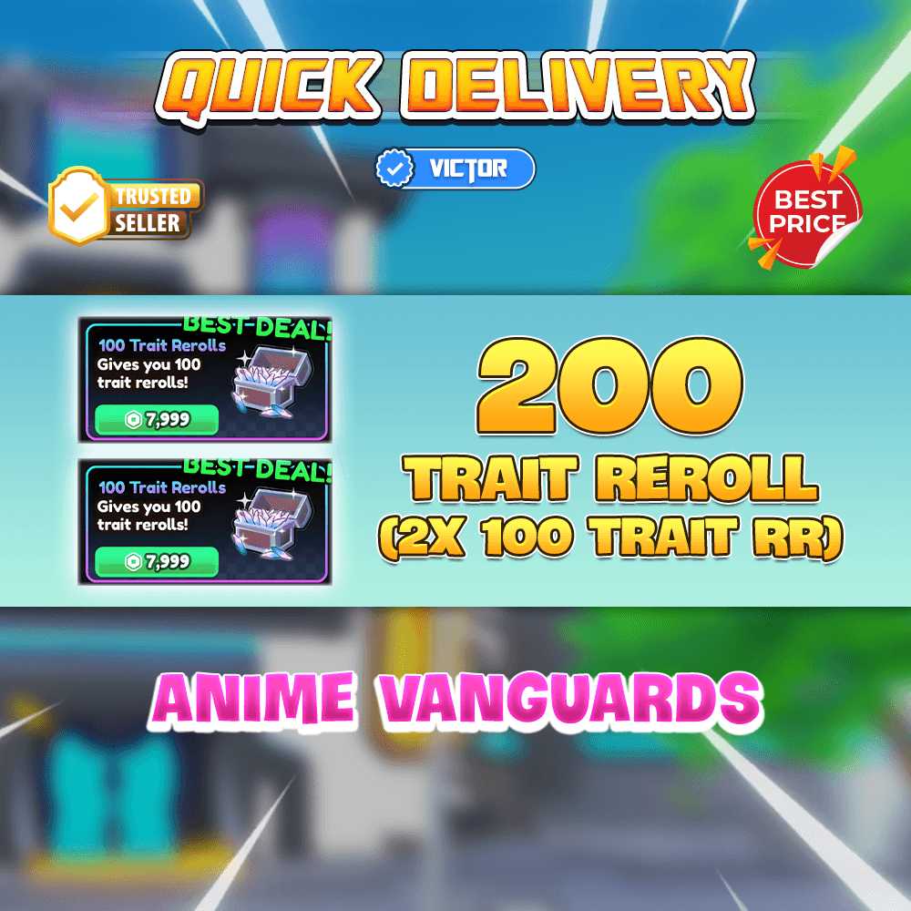 200 Trait Reroll (2x 100 Trait RR)【15998rb】 Anime Vanguards ️ Instant ...