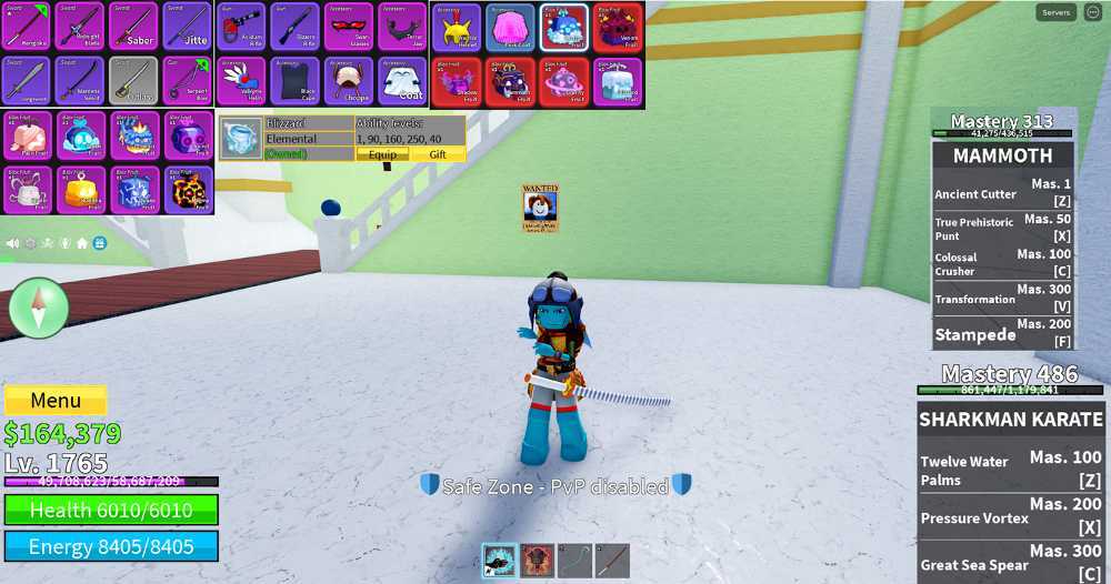 [Blox Fruits] Permanent Blizzard | Use Mammoth Full Skill | Sharkman ...