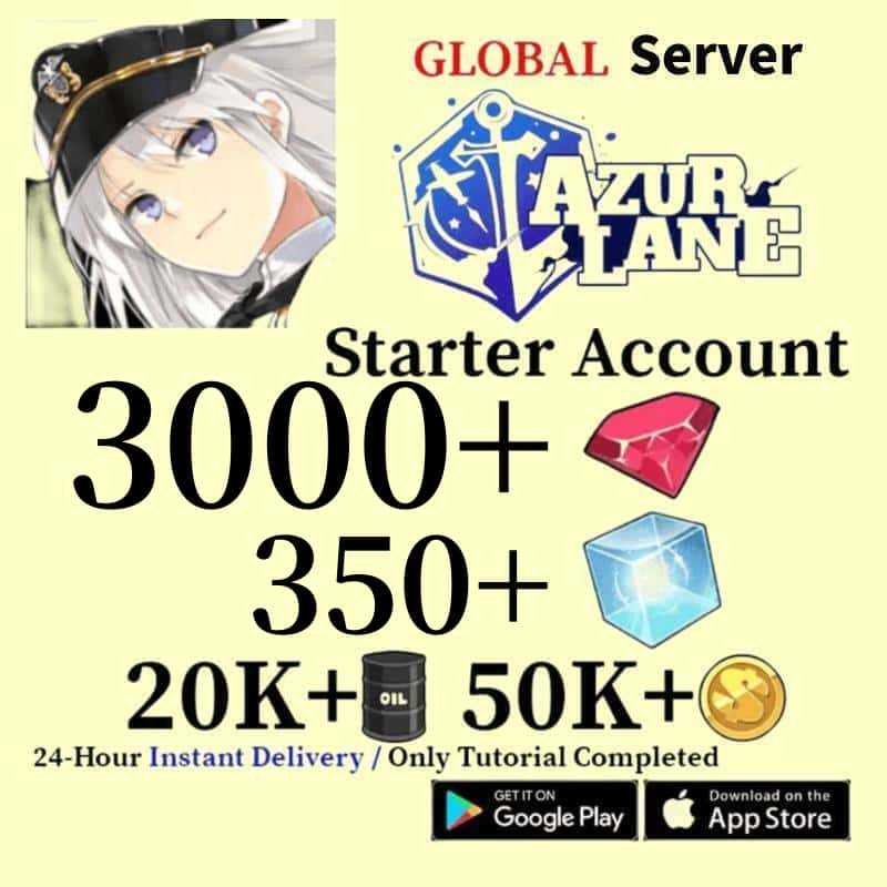 Global Server| 3000+gems - Azur Lane Starter Reroll Account