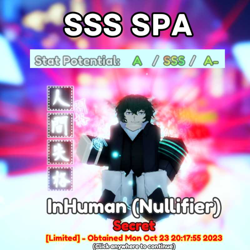 A103InHuman Evo SSS SPA - Anime Adventures - Instant Delivery