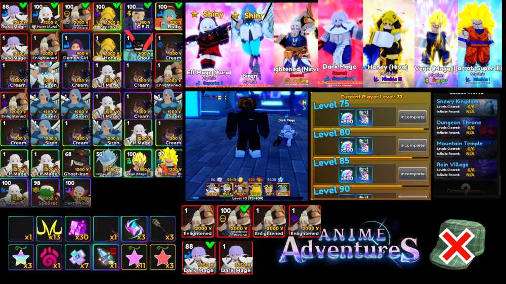 ID.81 Anime Adventure l SHINY Elf Mage + SHINY Siren 6 Secret 29 Mythic ...