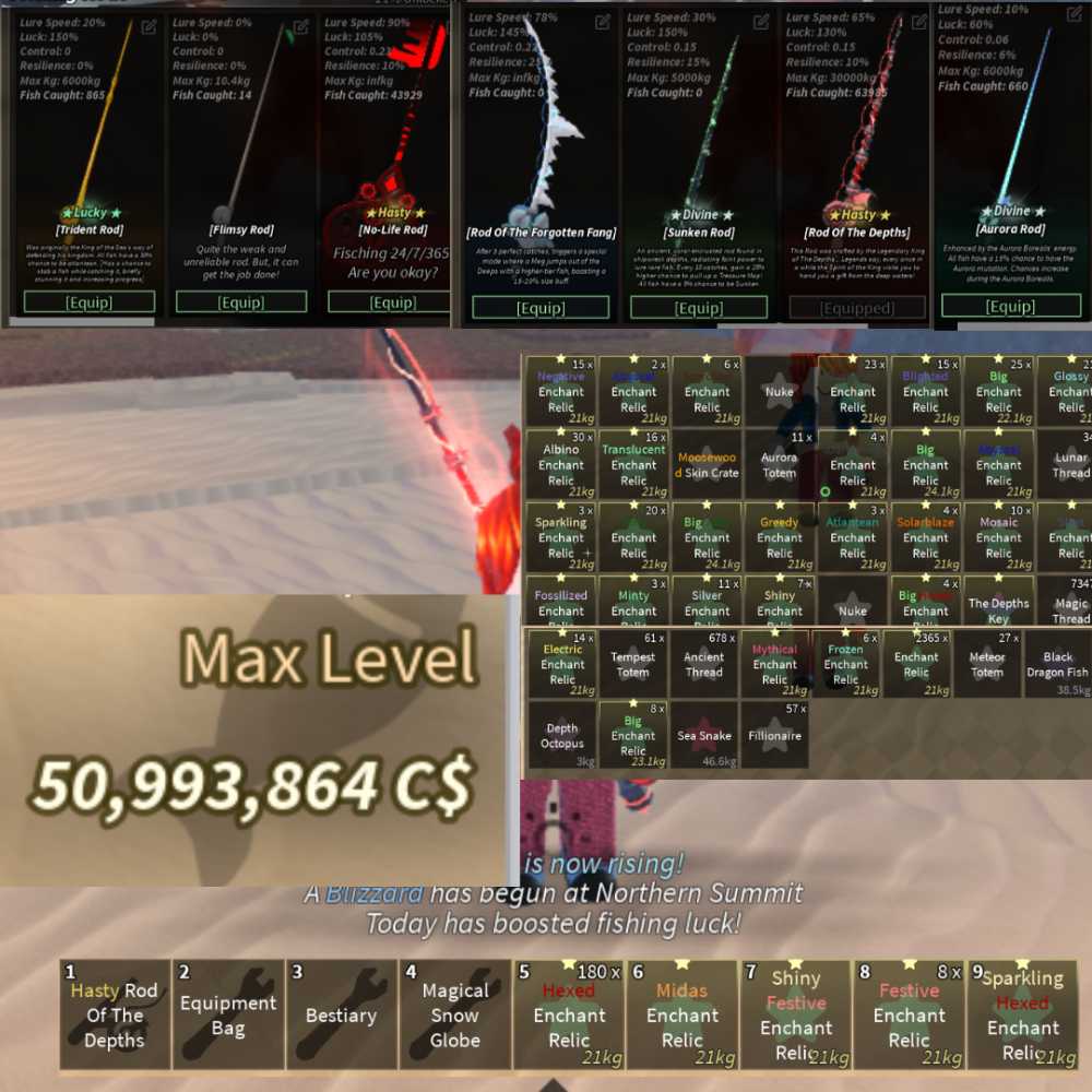 ID 321 Fisch: Level 750 Max- 50m C$ - Rod of the Forgotten Fang, No ...
