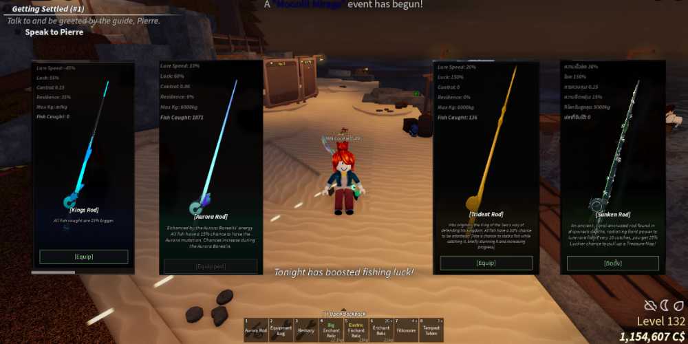 Fisch | RanDom 1 Accout Have 3-4 Rod ( King Rod, Aurora Rod, Trident ...