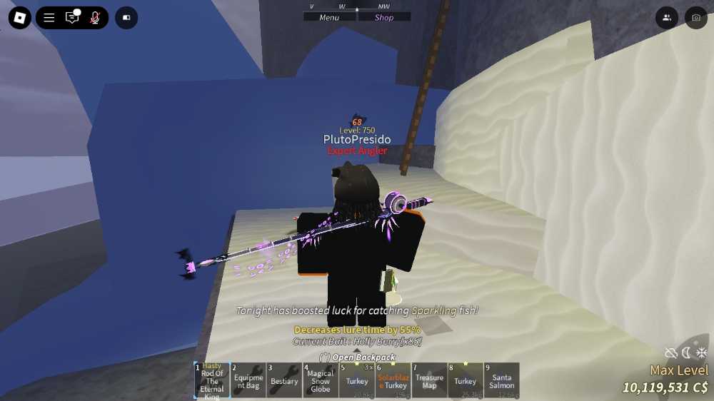 FISCH MAX LEVEL,4 GAMPASSES OWNED,LOTS OF RELICS, NEW CURSED FANG SKIN ...