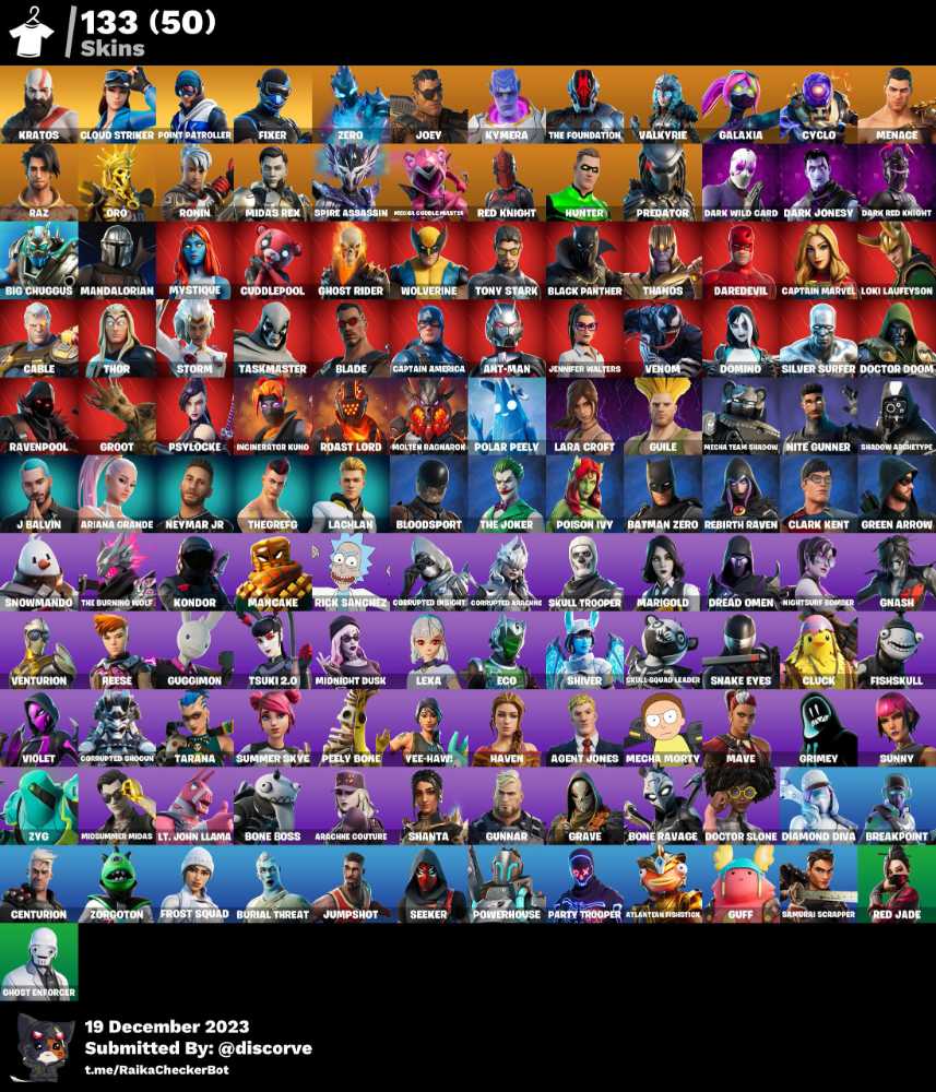 FA PC/XBOX/PSN/SWITCH 133 SKINS, KRATOS, LEVIATHAN AXE, CLOUD STRIKER ...