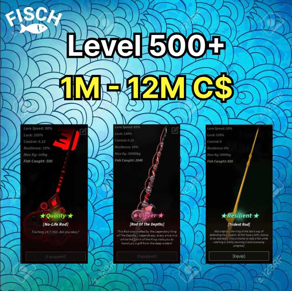 Fisch lvl 500+ | ️ No-Life Rod | 🩻 Rod Of Depths | Trident Rod | Money ...