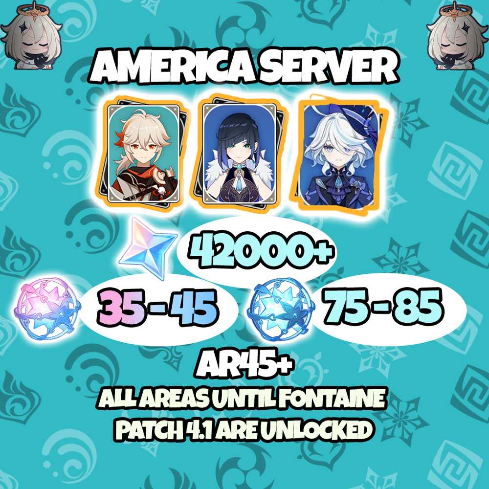 [America] Kazuha Yelan Furina (380 Wishes) | AR45+ | 42000 Primogems ...