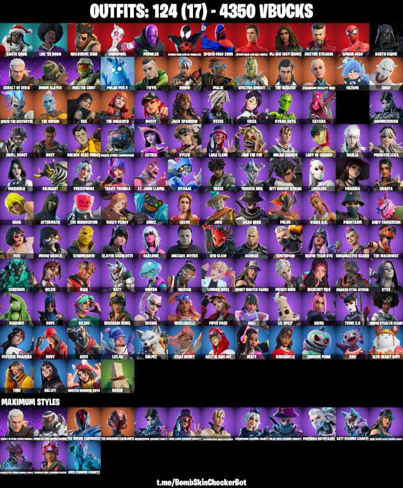 124 SKINS+DIAMOND PONY+GET GRIDDY+MASTER CHIEF+TRACY TROUBLE+LEELAH ...