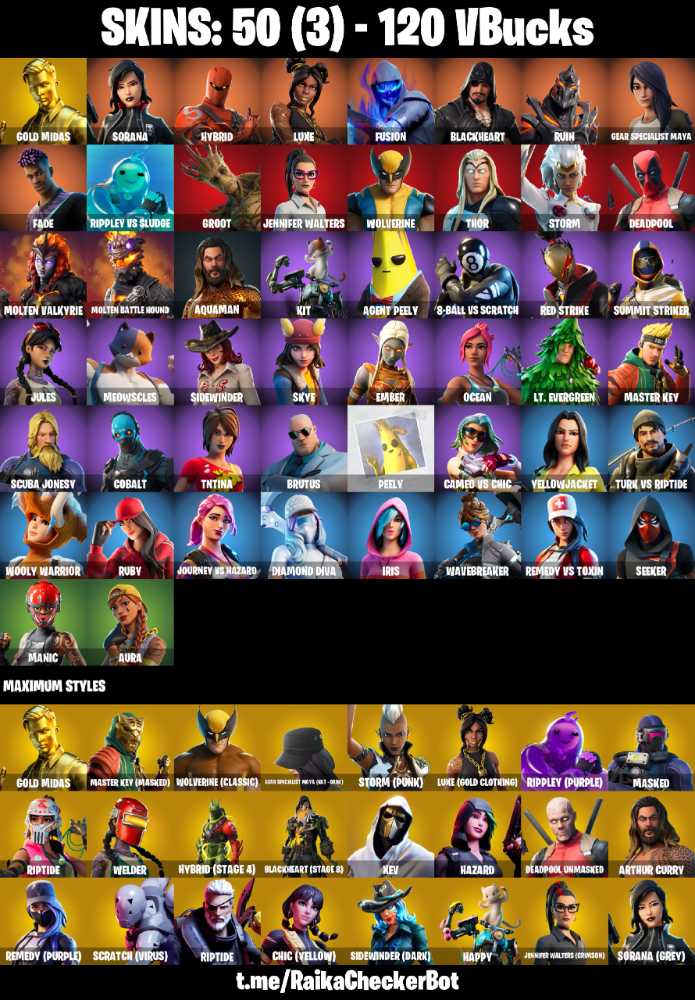 GOLD MIDAS+FUSION+LUXE+THOR+DEADPOOL+JULES+MEOWSLCES+SKYE+OG PEELY+AURA ...