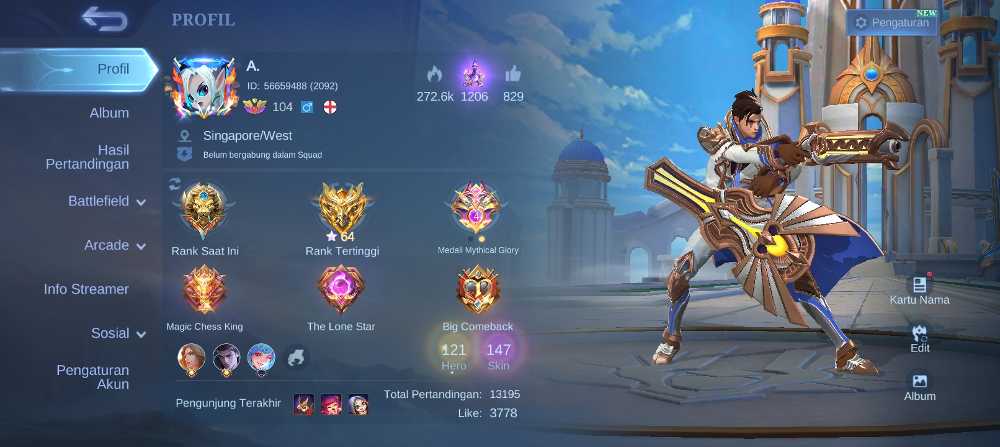 ML112/Lv 104/121 HERO/147 SKIN/ALL EMBLEM MAX/38 MAGIC CORE/LIGHTBORN ...