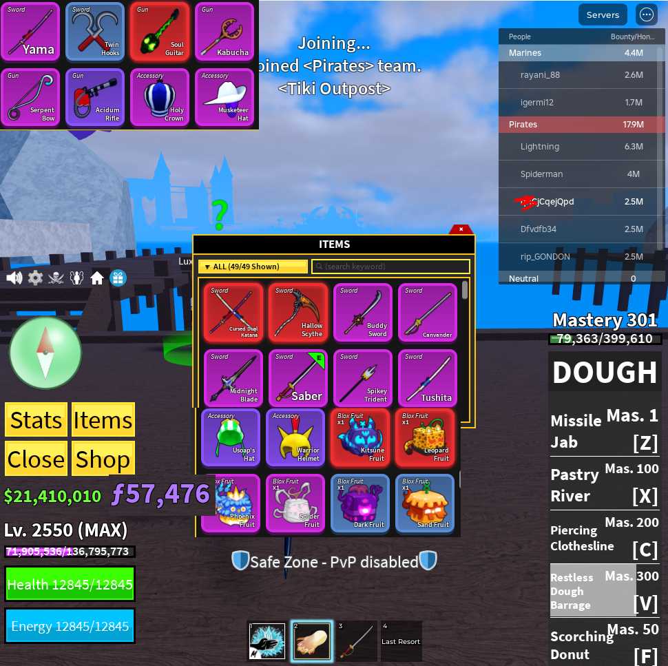 Blox Fruits / Kitsune-Leopard Inventory / CDK-HS-GHM-SG / Dough v2 ...