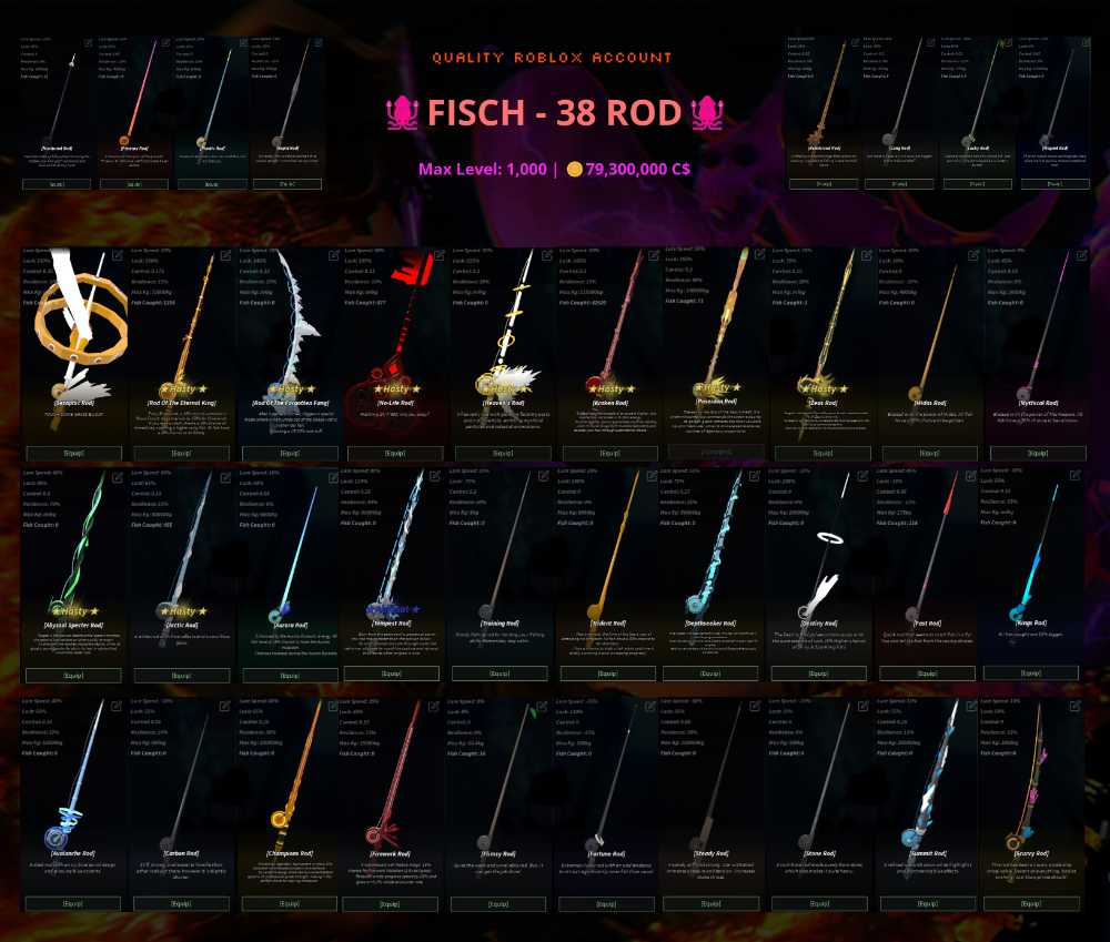 FISCH | Max Level + 38 ROD [Seraphic, ROTFF, Poseidon] + 107 Aurora ...