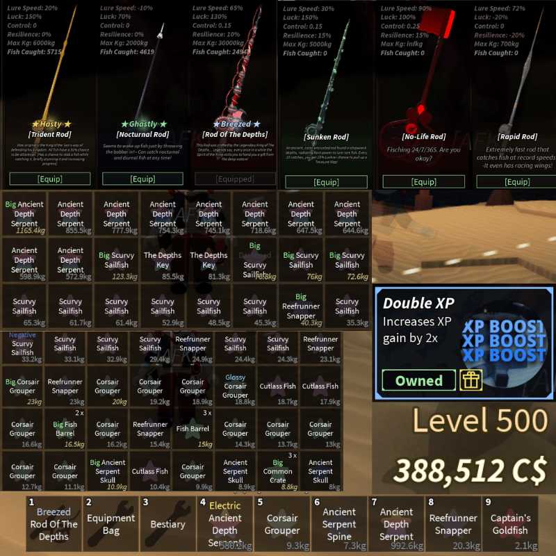 ID65Fisch: Level 500 Gamepass X2 EXP - No-Life Rod , Rod of the Depths ...