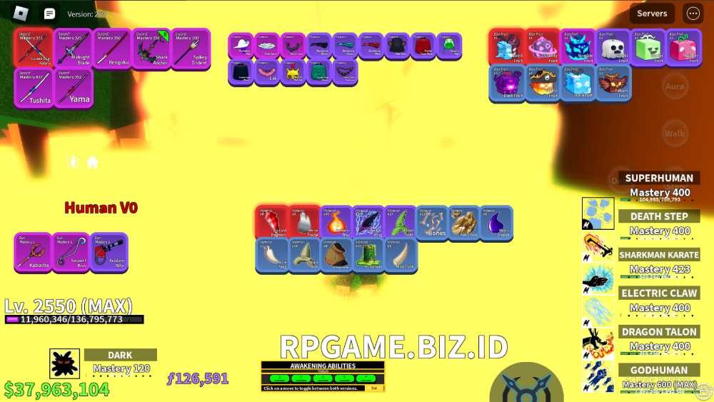 Blox Fruits| Lv2550 | Godhuman + Cursed Dual Katana + Shark Anchor ...