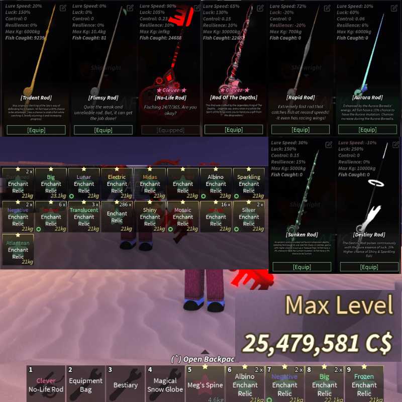 SALEID388Fisch: Level 750 Max 25M4 C$ - Relic - No-Life Rod , Rod of ...