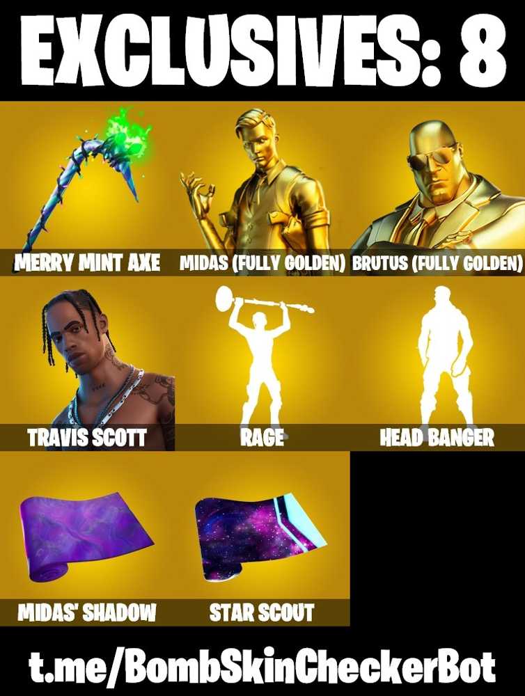 126 Skins | Travis Scott | Rage | Merry Minty Pickaxe | Midas (Fully ...