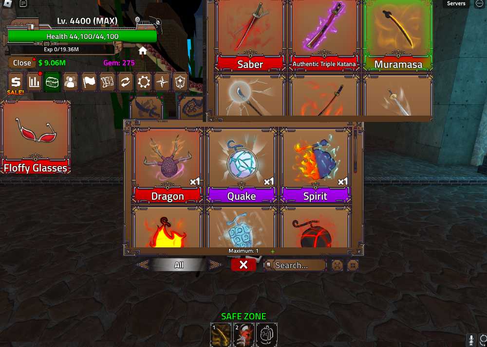 King Legacy / 4400 LV / Dragon Inventory / 275 GEms / Saber-ATK ...