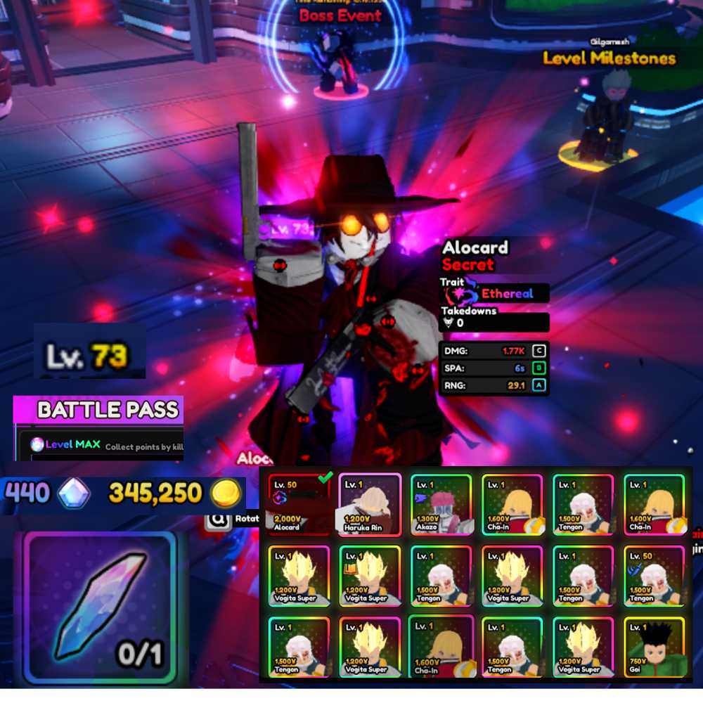 AV Vip 02 - Anime Vanguards| Alocard Ethereal -- Account lvl 73- 440 ...