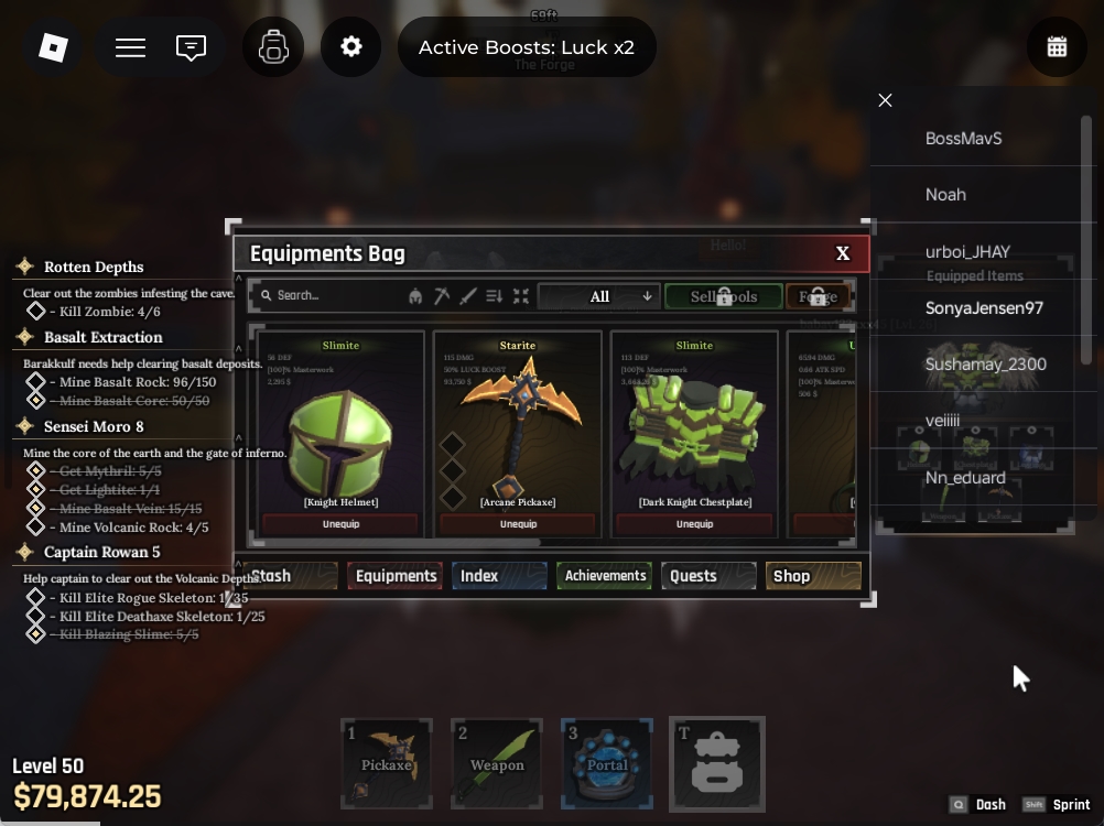 ID 400:LV 50 79K Coin Arcane Pickaxe - Race Angel |Unverified Account ...