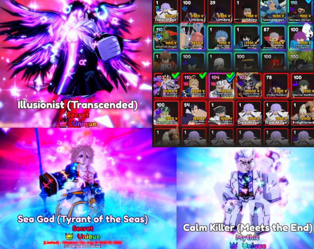 Anime Adventures Main Acc Unique Aizen - Unique Calm Killer - Unique ...