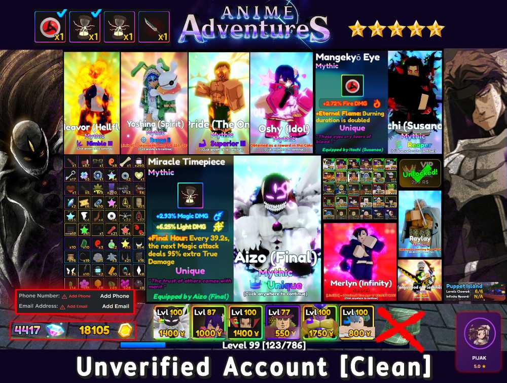 Unique! Aizo(Final)EVO | Anime Adventures AA | Unverified Account ...