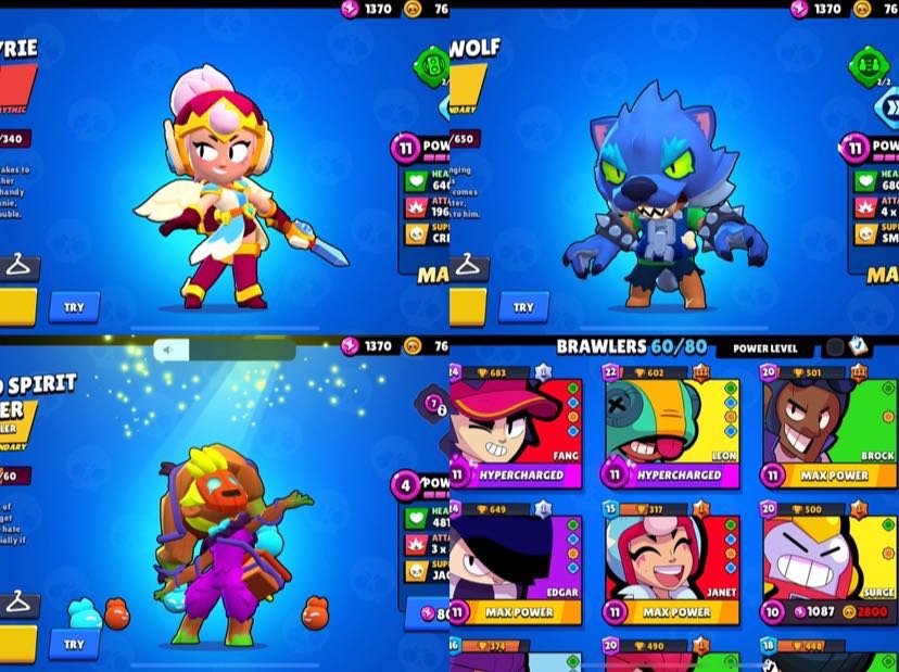 WOLF LEON WITH + 150 GEMS AND 4 Legendary 17K TROPHIES 66/80 BRAWLS ...
