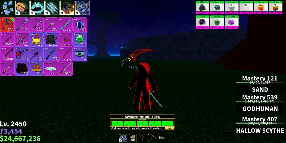 Blox Fruits | Max Level Account (2450) | Full Awakened Sand | 23M ...