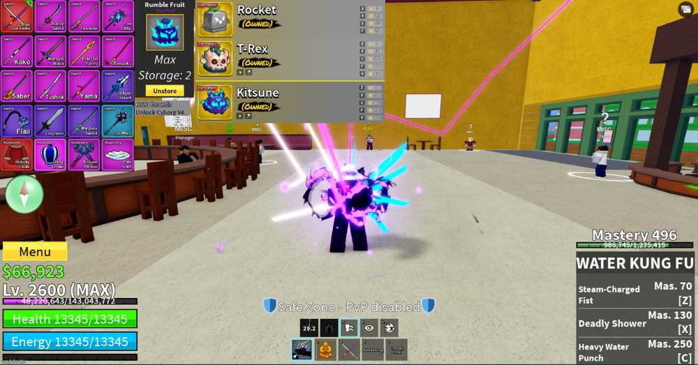 Blox Fruits - Permanent Kitsune,T-Rex,Rocket Storage: 2 (2x Money,Fast ...