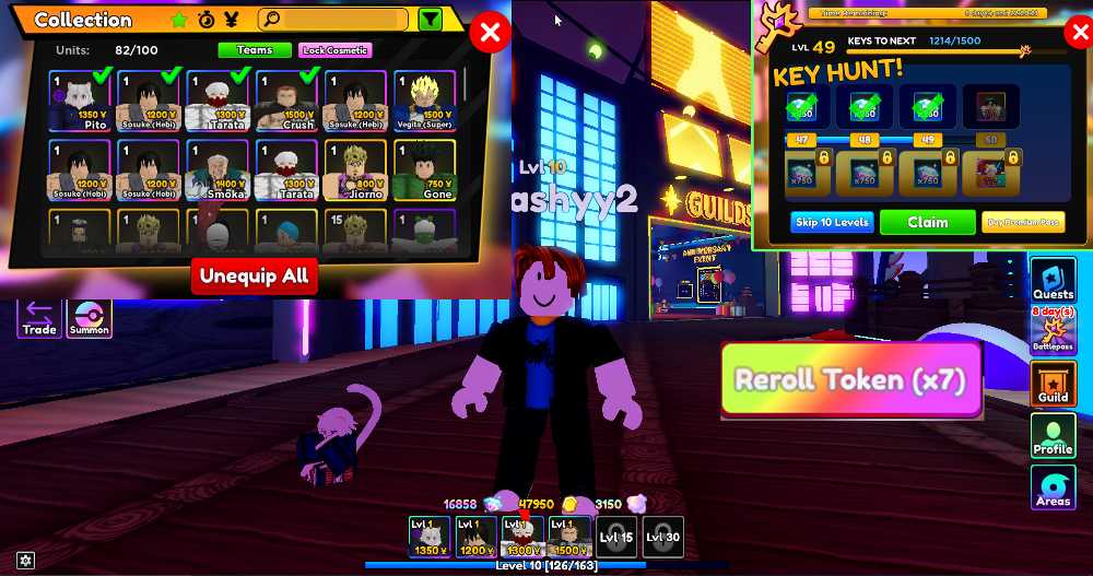 Anime Adventures Gems 16858| 10 Mythic Units | Reroll token 7 ...