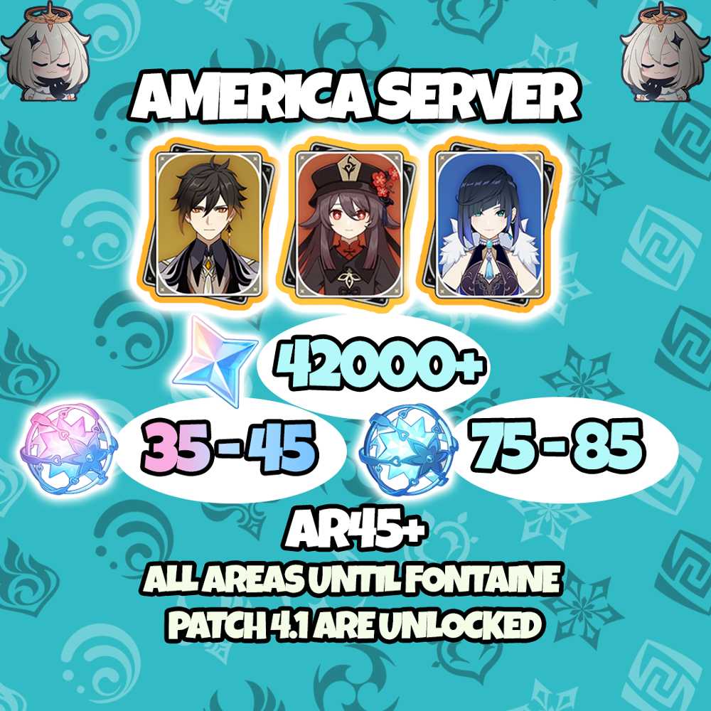 [America] Zhongli Hutao Yelan (380 Wishes) | AR45+ | 42000 Primogems ...
