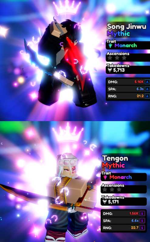 100k Gems + Monarch Tengon + Monarch Sung Jinwu + Solar Akaza + Solar ...