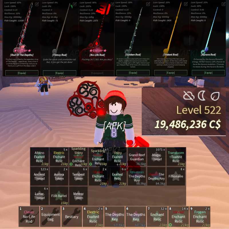 ID56_Fisch | Level 522- 19m C$ | No-Life Rod , Rod of the Depths ...