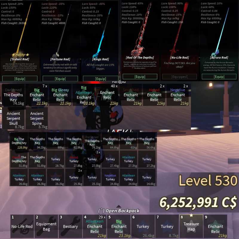 ID111Fisch: Level 530 6M2 C$ - No-Life Rod , Rod of the Depths,Trident ...