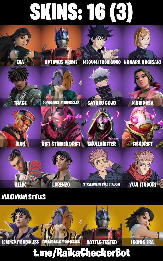 SATORU GOJO+MEGUMI FUSHIGURO+NOBARA KUGISAKI+OPTIMUS PRIME+ERA+RIFT ...