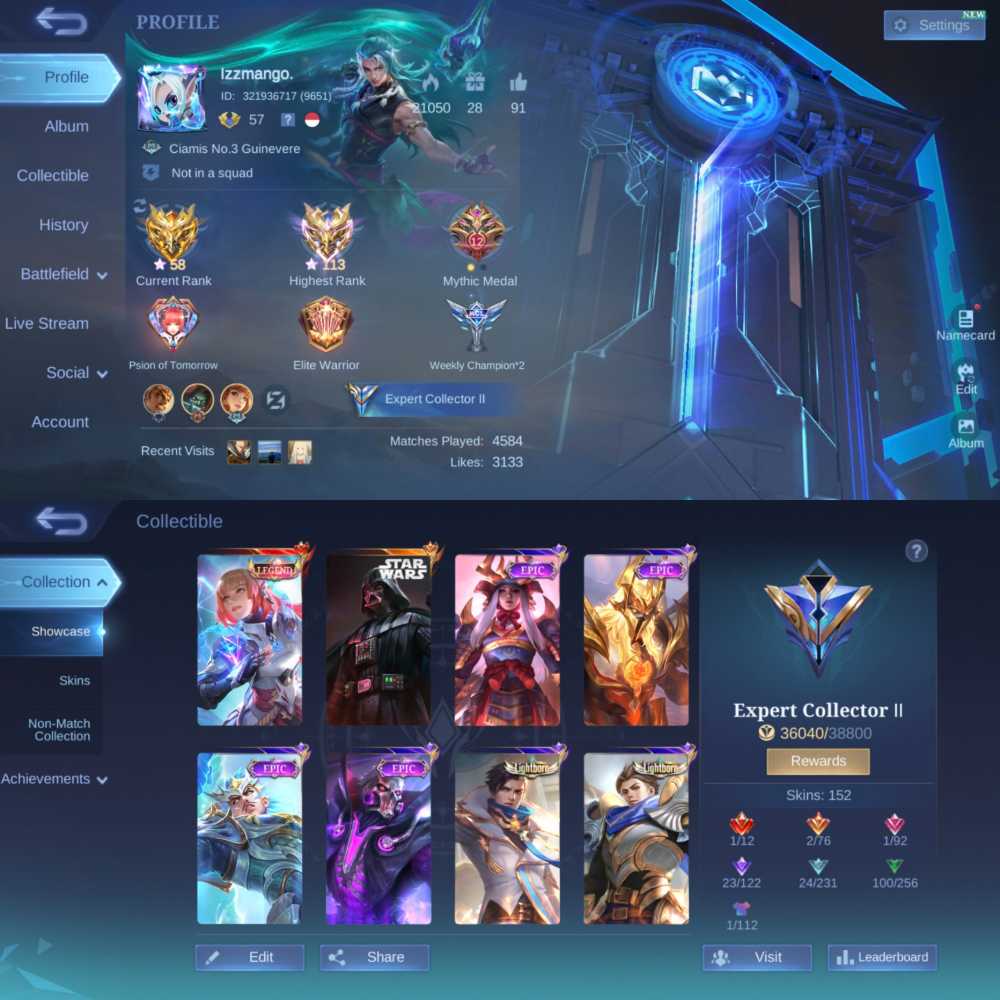 Skin 152, Skin legend guinivare, star wars argus, Ex Rank immortal ⭐113 ...