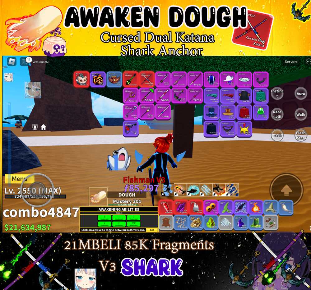 14 | Blox Fruit | Level 2550 | Shark V3 | AWAKEN DOUGH | GodHuman ...