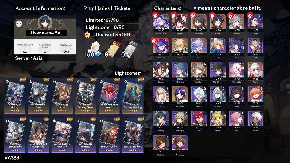 [ASIA] Acheron + LC, Blade + LC, Ruan Mei + LC, Luocha, Sparkle ...