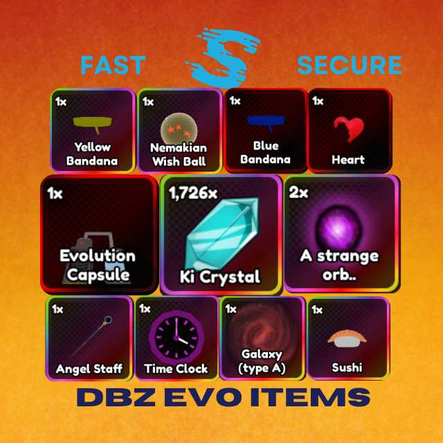DBZ EVO ITEMS (INCLUDES EVOLUTION CAPSULE(LORD ALIEN 2ND EVO ITEM ...