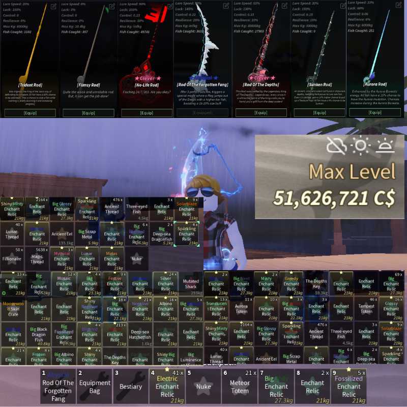 Fisch | Level 750 Max- 51m C$ | Rod of the Forgotten Fang, No-Life Rod ...