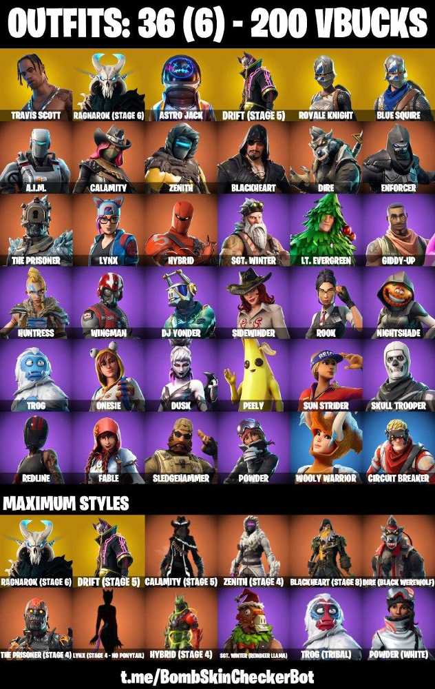 36 Skins | Travis Scott|Rage|Royale Knight|Blue Squire|Royale X Glider ...