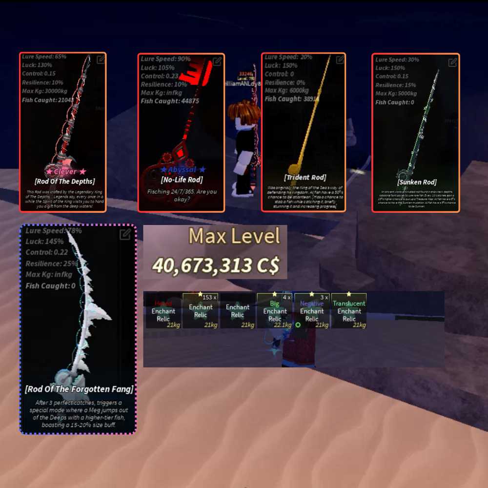 SALE[Fisch] ID98: Level 750 Max 40M6 C$ - Rod Of The Forgotten Fang ...
