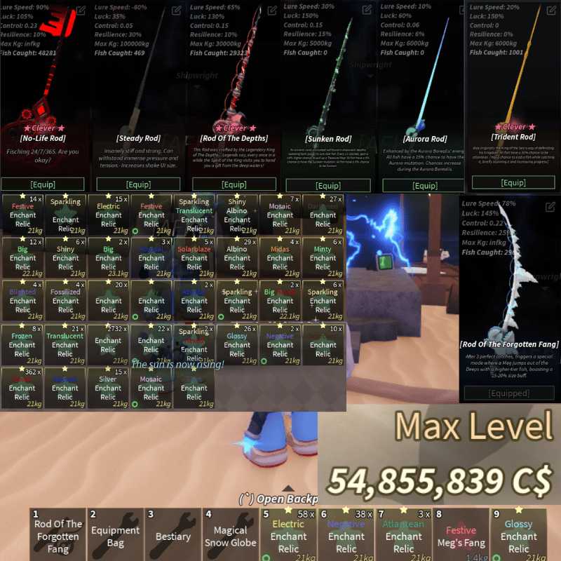 SALEID556Fisch: Level 750 Max 54M C$ - 366x Hexed Relic - Rod of the ...