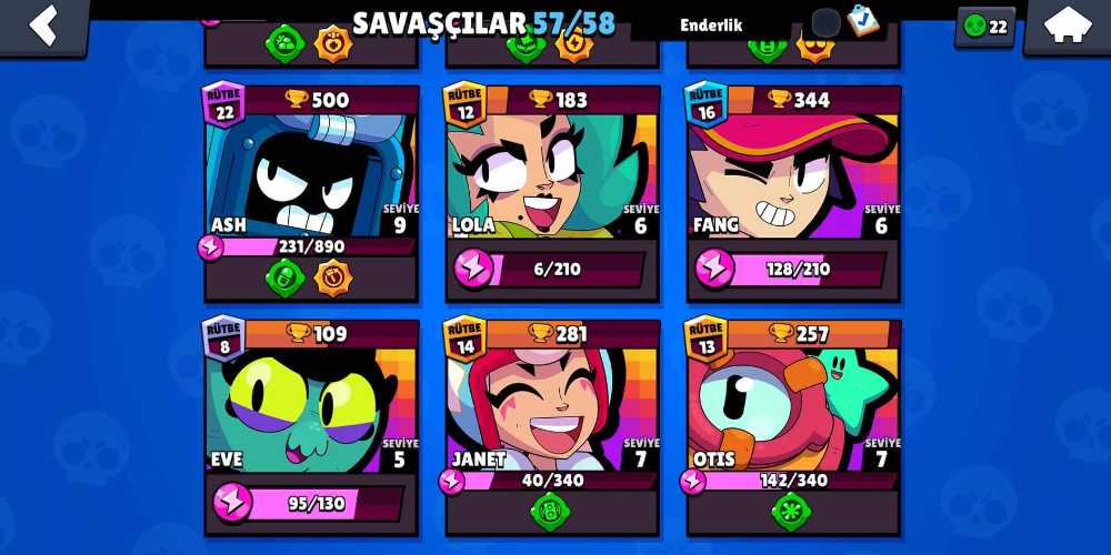 30000 Trophy 57 Brawlers S1s2s3s4s5s13 Brawl Passes Purcahsed 70 Skin