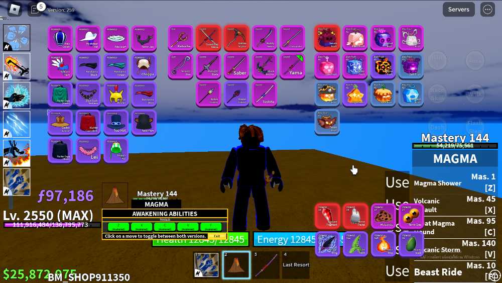 Blox Fruit Account Lv:2550Max | Full Awaken Magma | GodHuman | Cursed ...