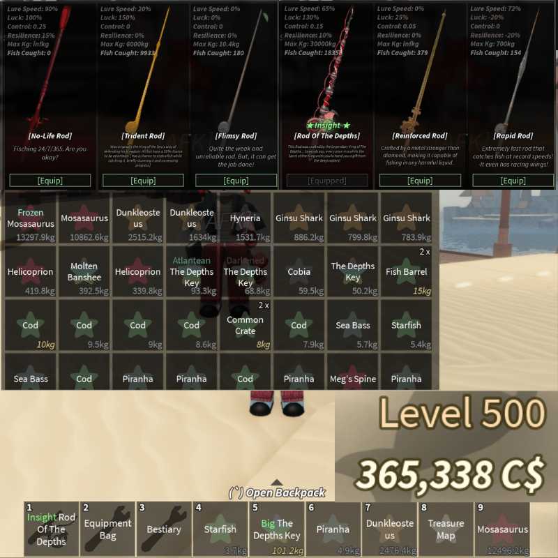 ID115Fisch: Level 500 - No-Life Rod , Rod of the Depths,Trident Rod ...